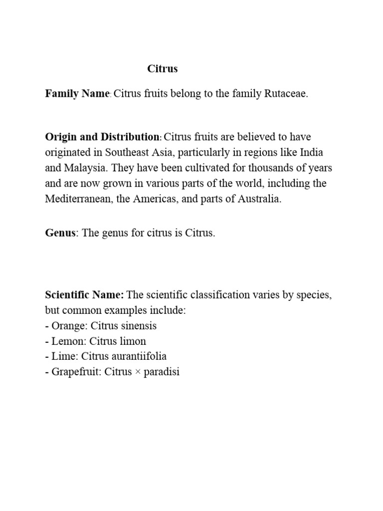 Citrus Fruits Assignment | PDF