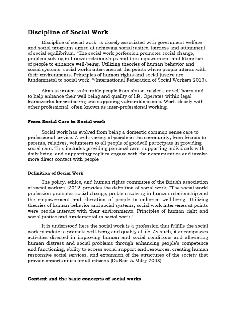 Overview of Social Work Principles and Goals | PDF | Social Work ...
