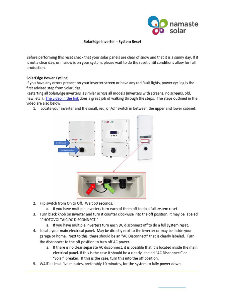 Service-SolarEdge Inverter Reset Instructions | PDF | Power Inverter ...