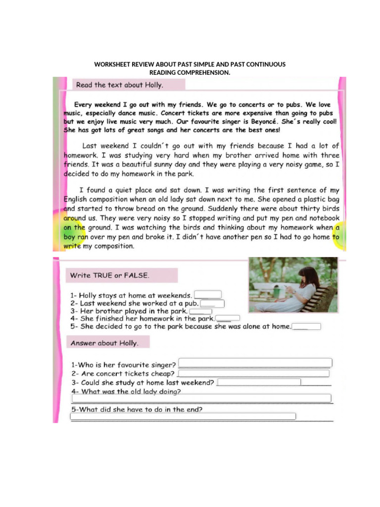 Past Simple vs. Past Continuous Worksheet | PDF