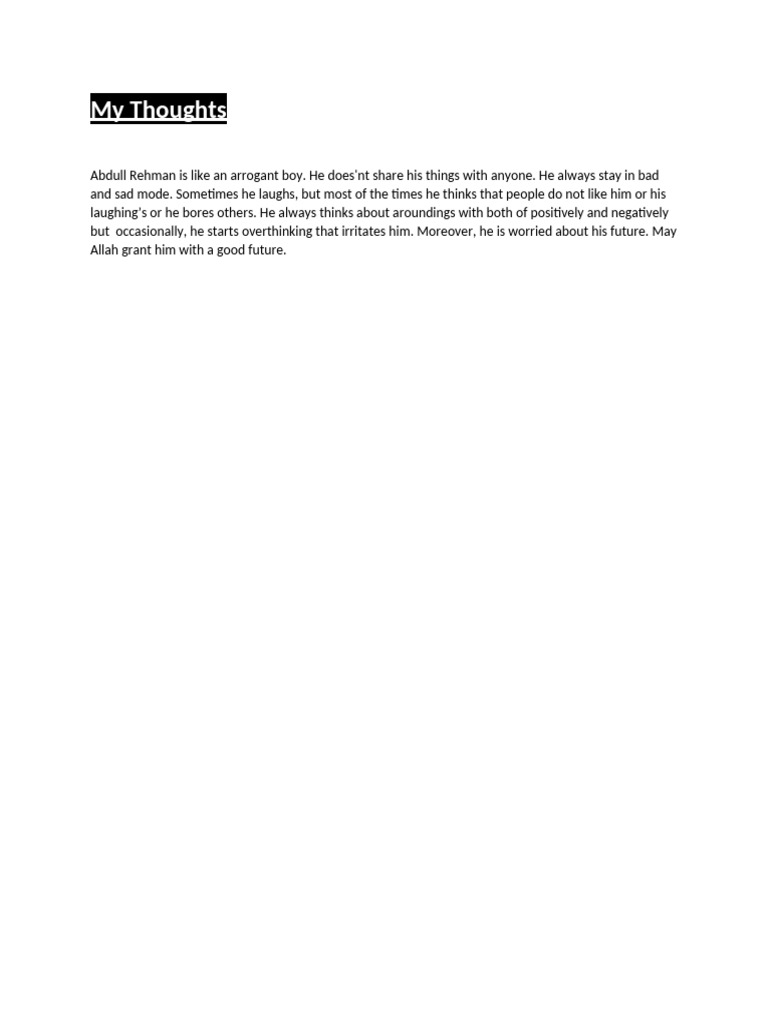 My Thoughts | PDF