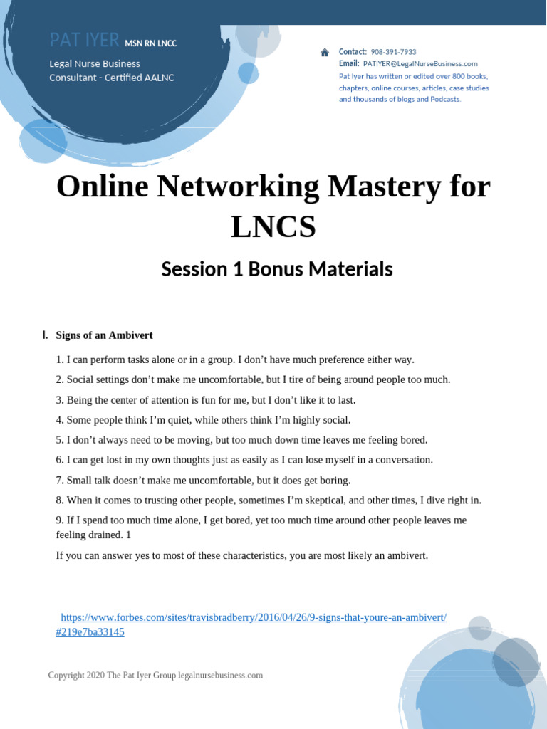 Online Networking Mastery For LNCS HANDOUTS Final | PDF