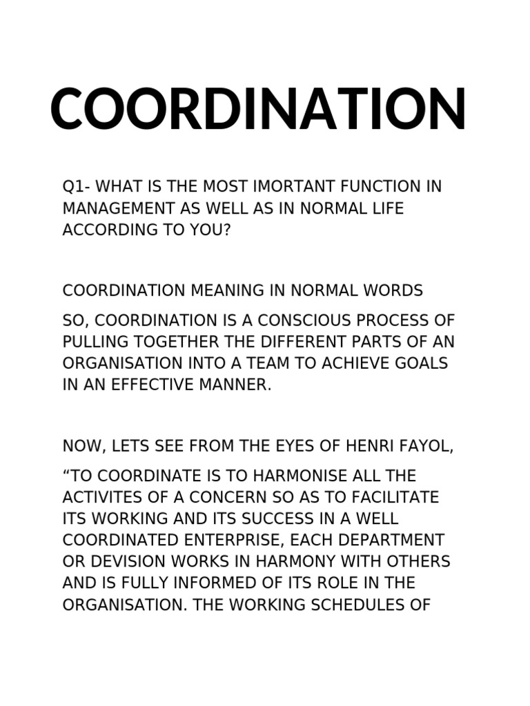COORDINATION NOTES | PDF