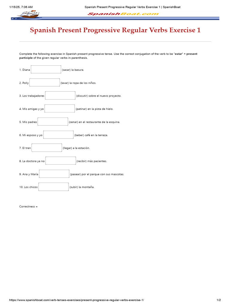 Present Progressive Exercise | PDF