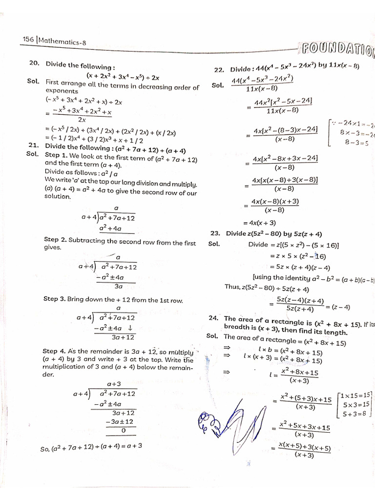 Math class 8 ch 2 important answer | PDF