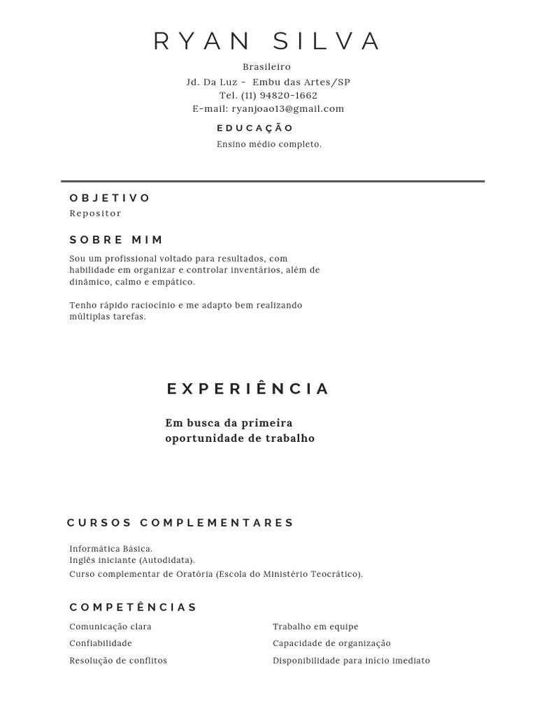 Currículo Ryan | PDF