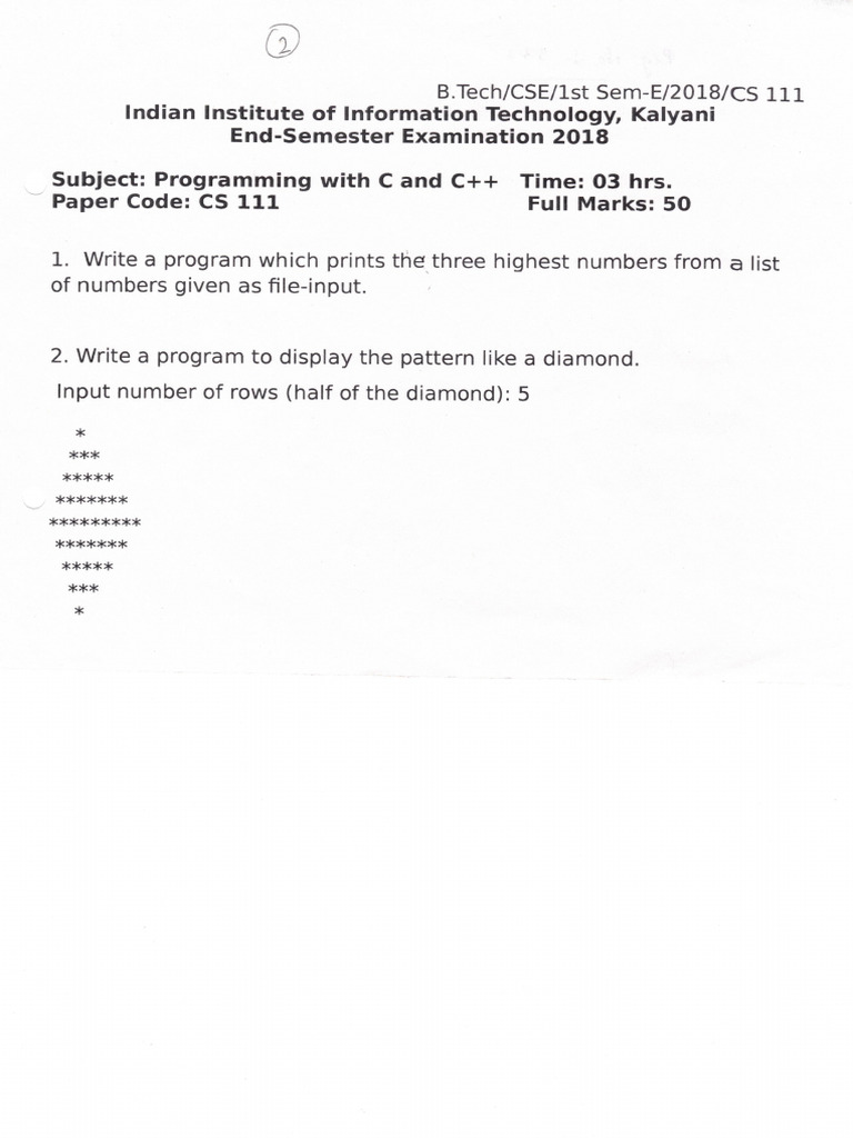CS - 111 - Programming With C and C++ | PDF