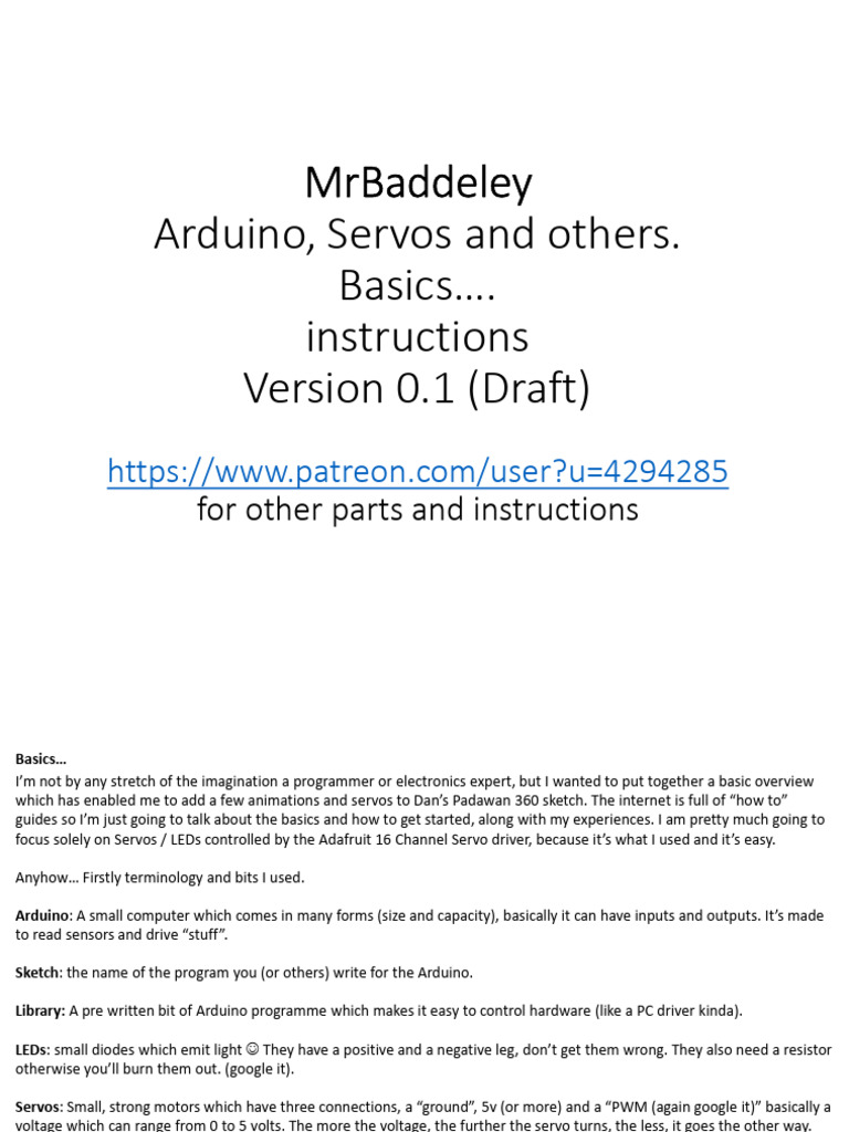 R2 Ver2Arduino and Servos v1 | PDF | Arduino | Light Emitting Diode