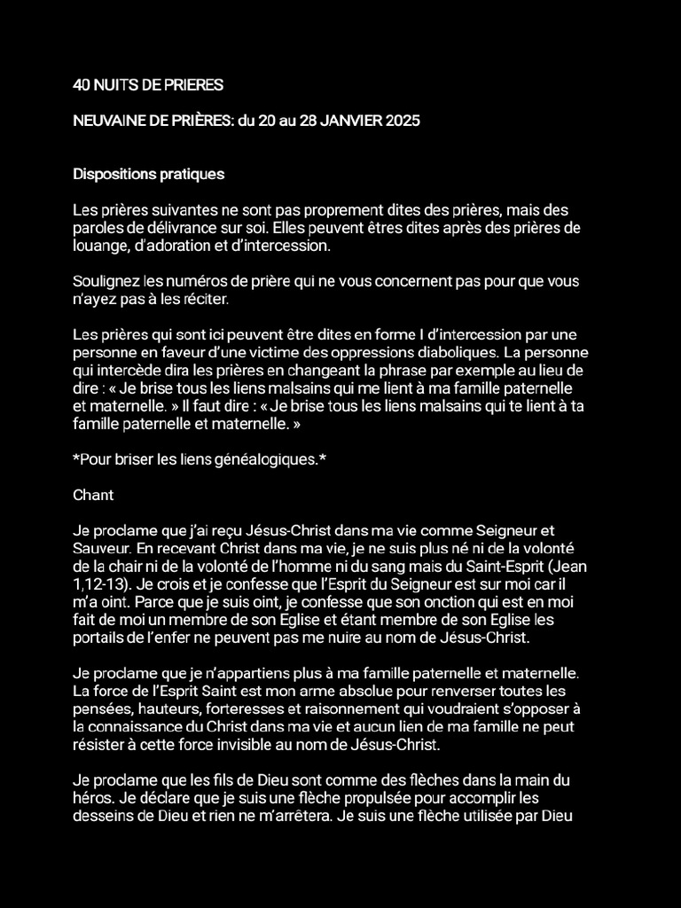 01- Du 20 Au 28 Janvier 40 Nuits de Prieres | PDF