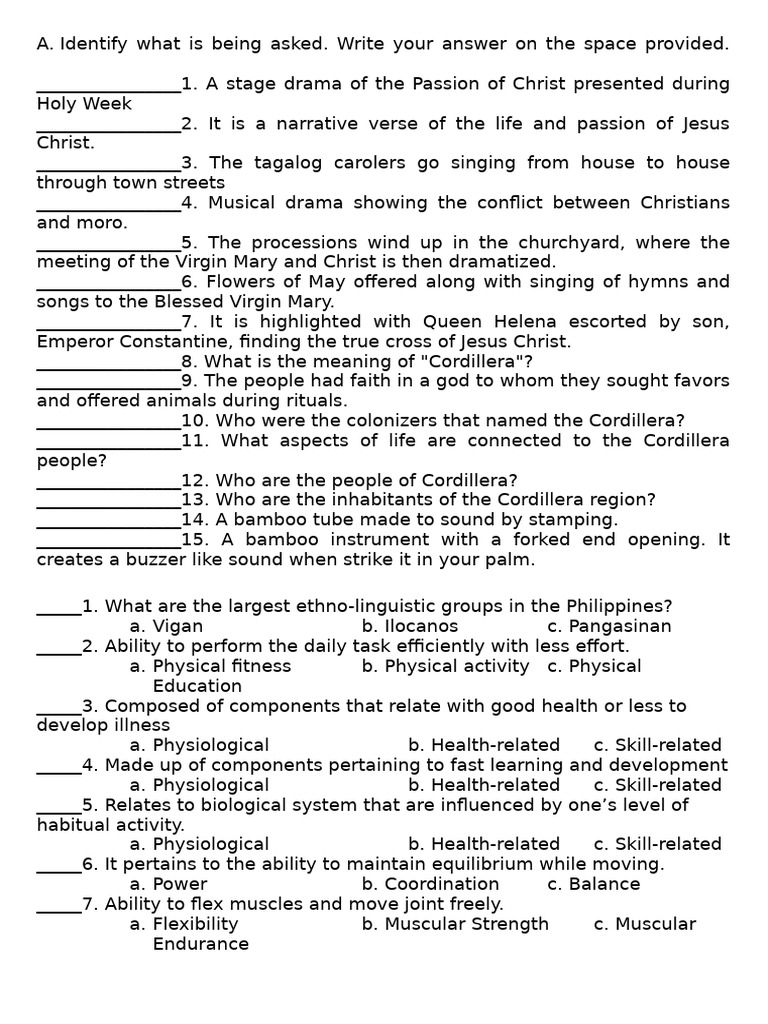 Long Quiz 7 | PDF | Adolescence
