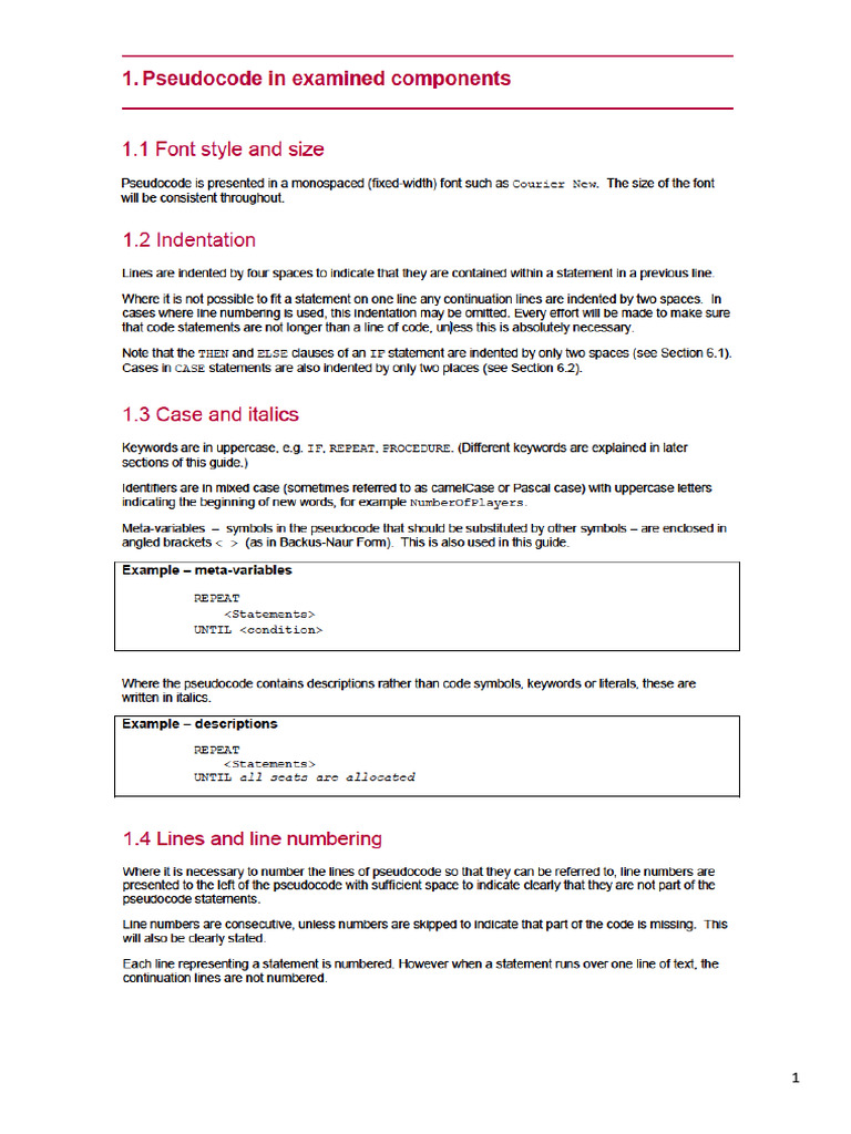 CS Pseudocode - General Style | PDF