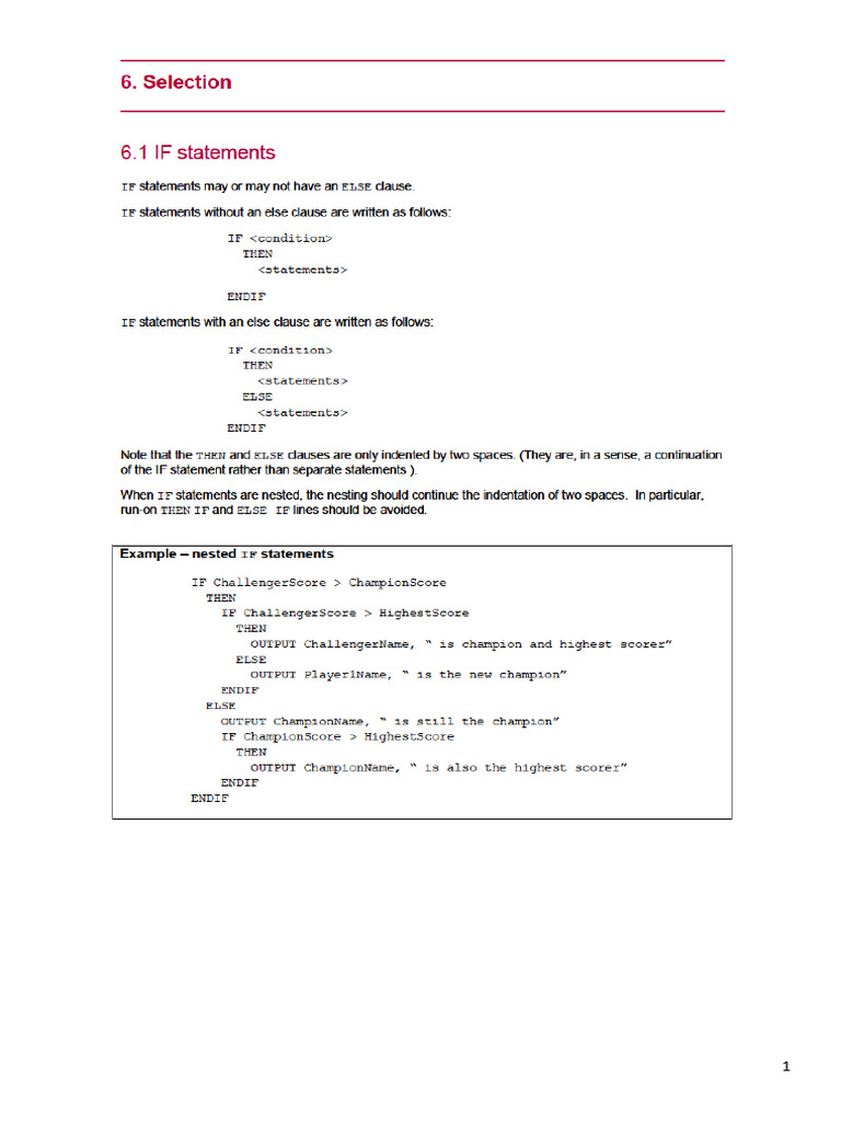 CS Pseudocode - Selection | PDF