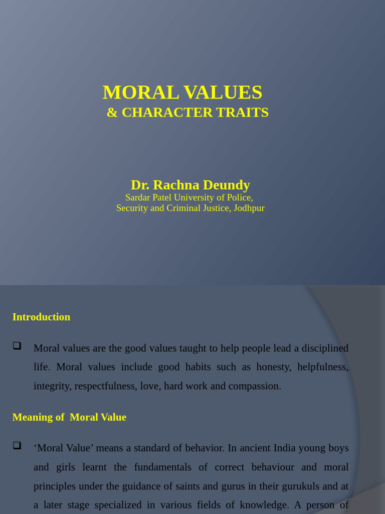Moral Values & Character Traits | PDF | Altruism | Gratitude