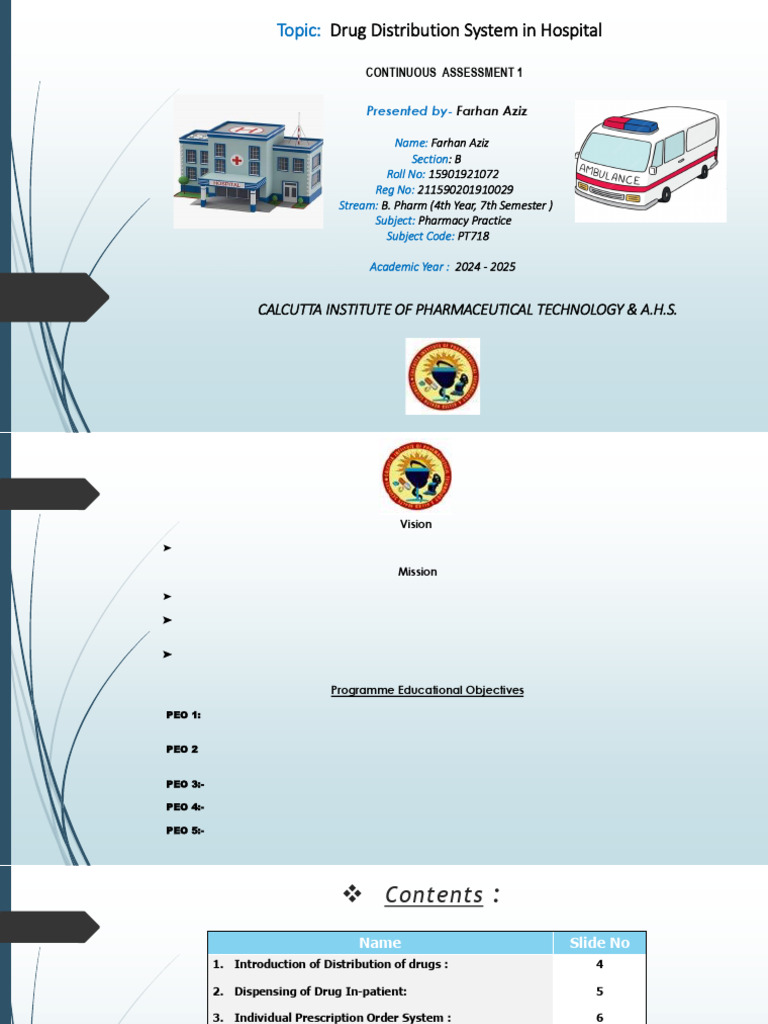 Drug Distribution System in Hospital | PDF | Medical Prescription ...