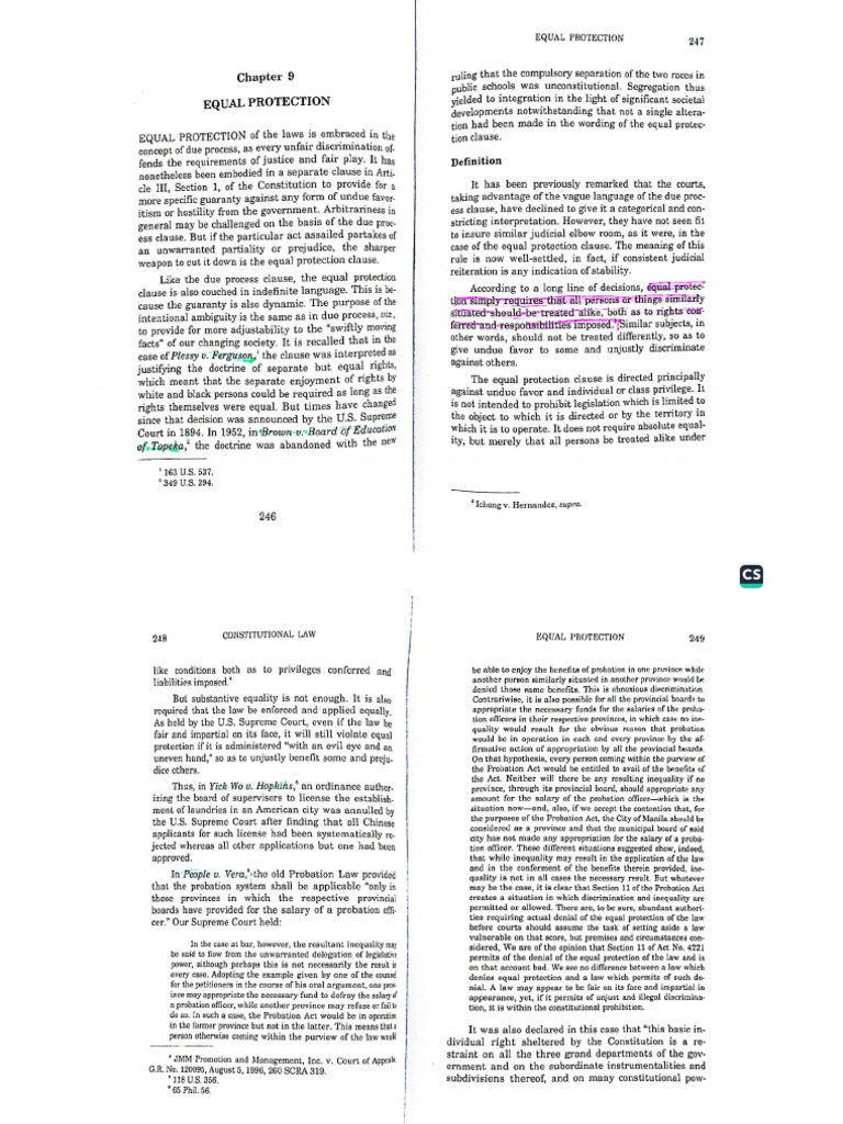 Equal Protection Cruz | PDF