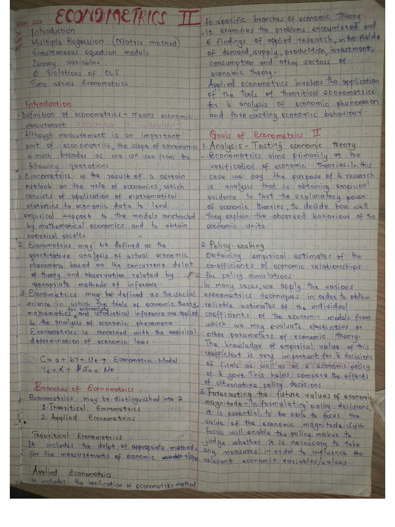 Econometrics 2 | PDF