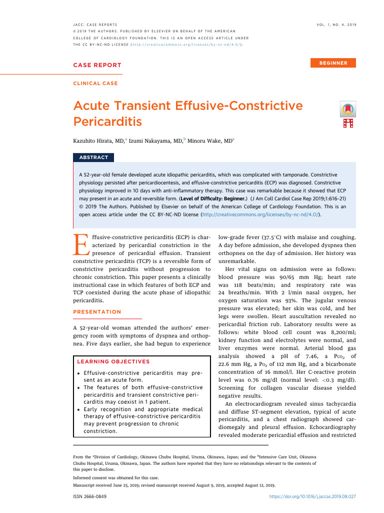 Wake Et Al 2019 Acute Transient Effusive Constrictive Pericarditis ...