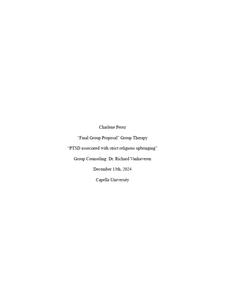Group Counseling Final Project Proposal | PDF | Cognitive Behavioral ...