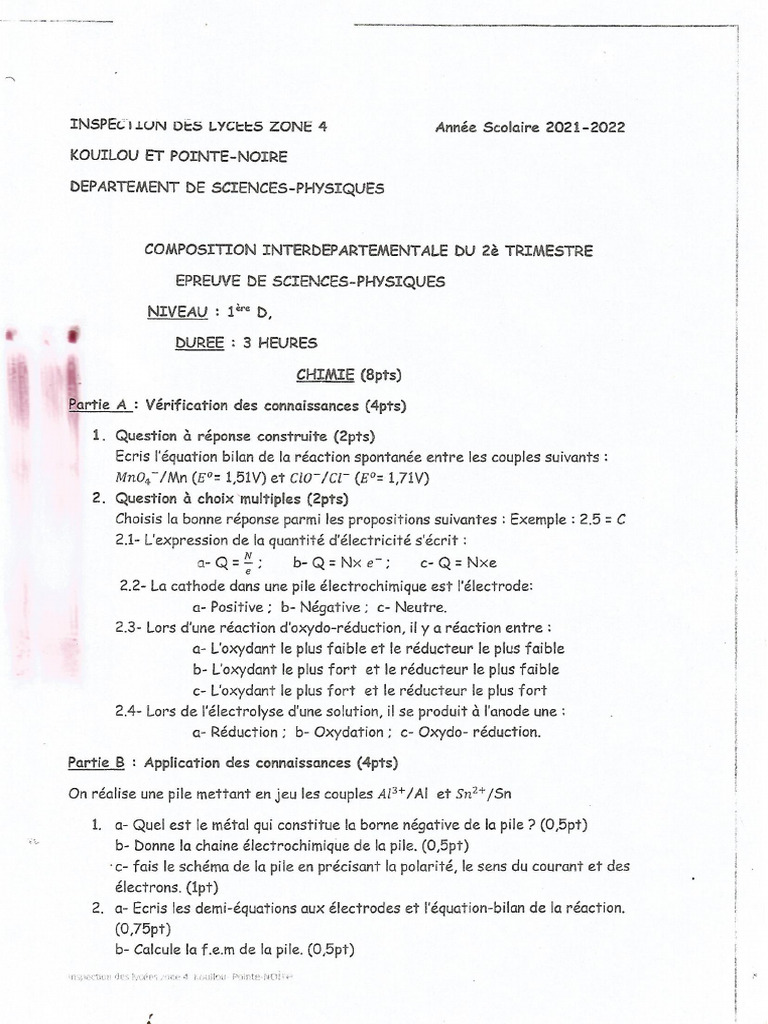 Comp-Lahp-2eme T - Pd-032022 Sujet & Corrigé | PDF