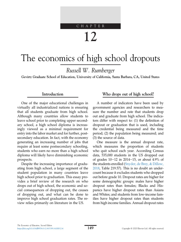 The Economics of High School Dropouts: Russell W. Rumberger | PDF | Youth