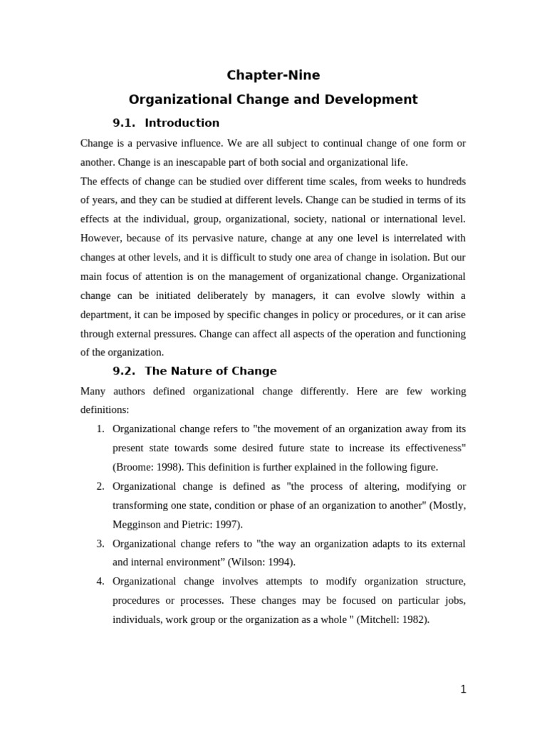 Ch 9 Org change & Dev | PDF | Organization Development | Change Management