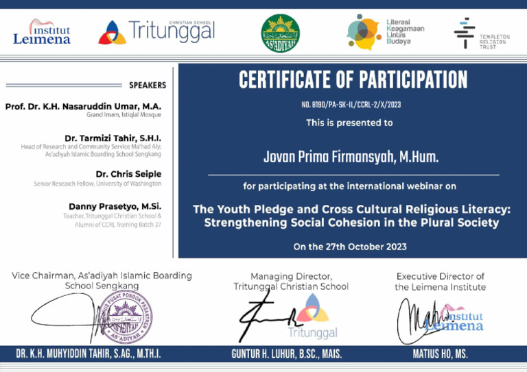 E-Certificate SEMINAR INTERNASIONAL 27 OKT 23 - Jovan Prima Firmansyah ...