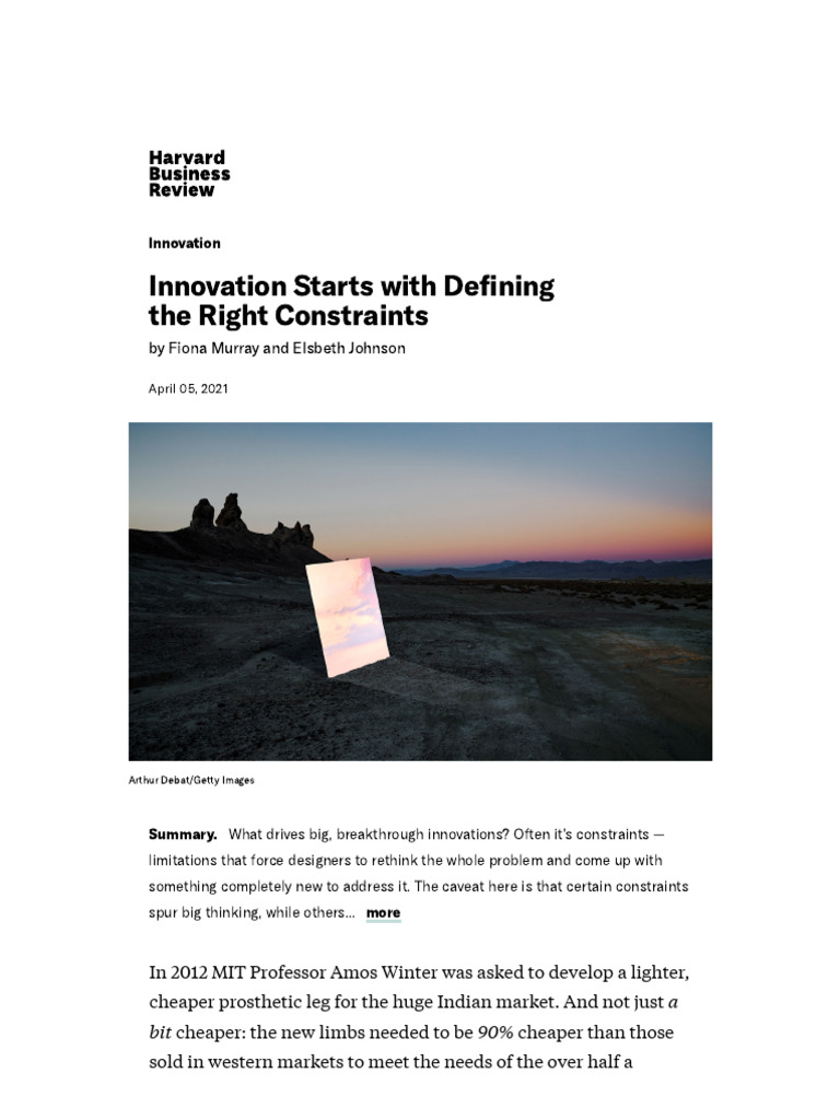 9 - Innovation Starts With Defining The Right Constraints | PDF | Risk | Prosthesis