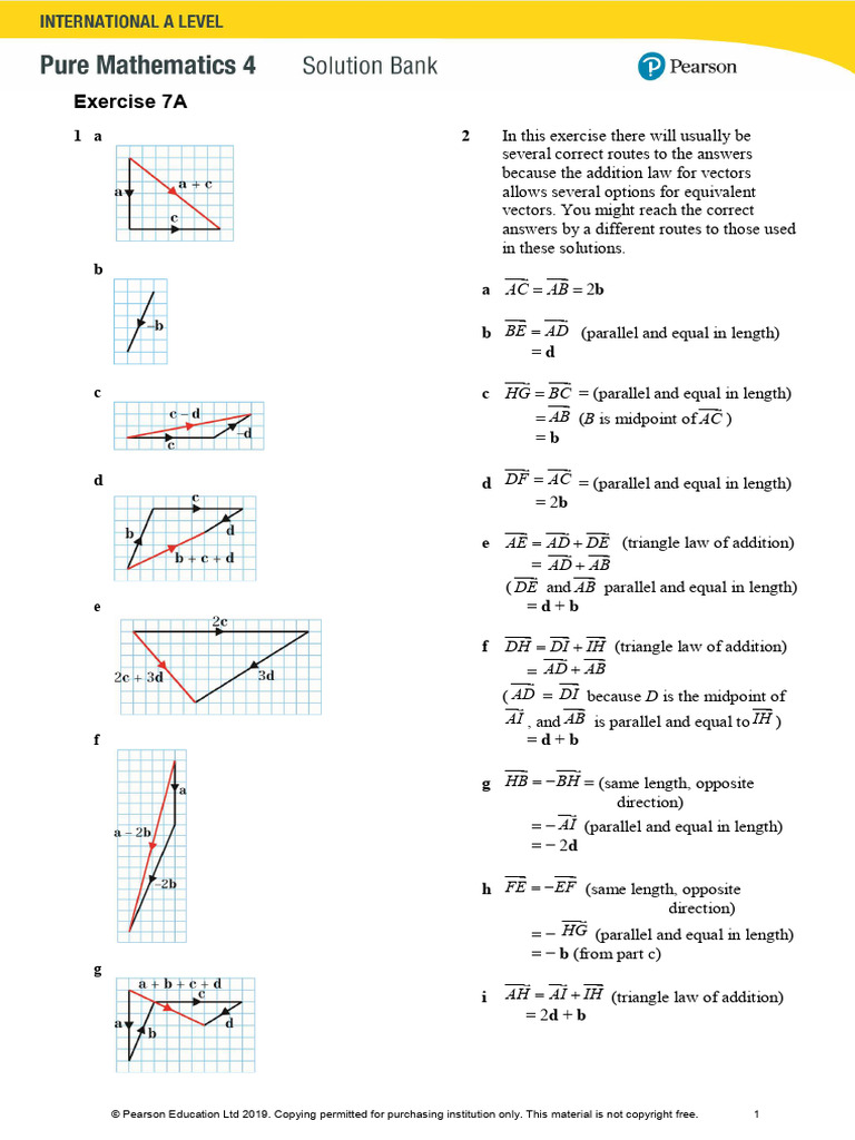 P4 Chapter 7 Vectors | PDF | Mathematical Concepts | Algebra