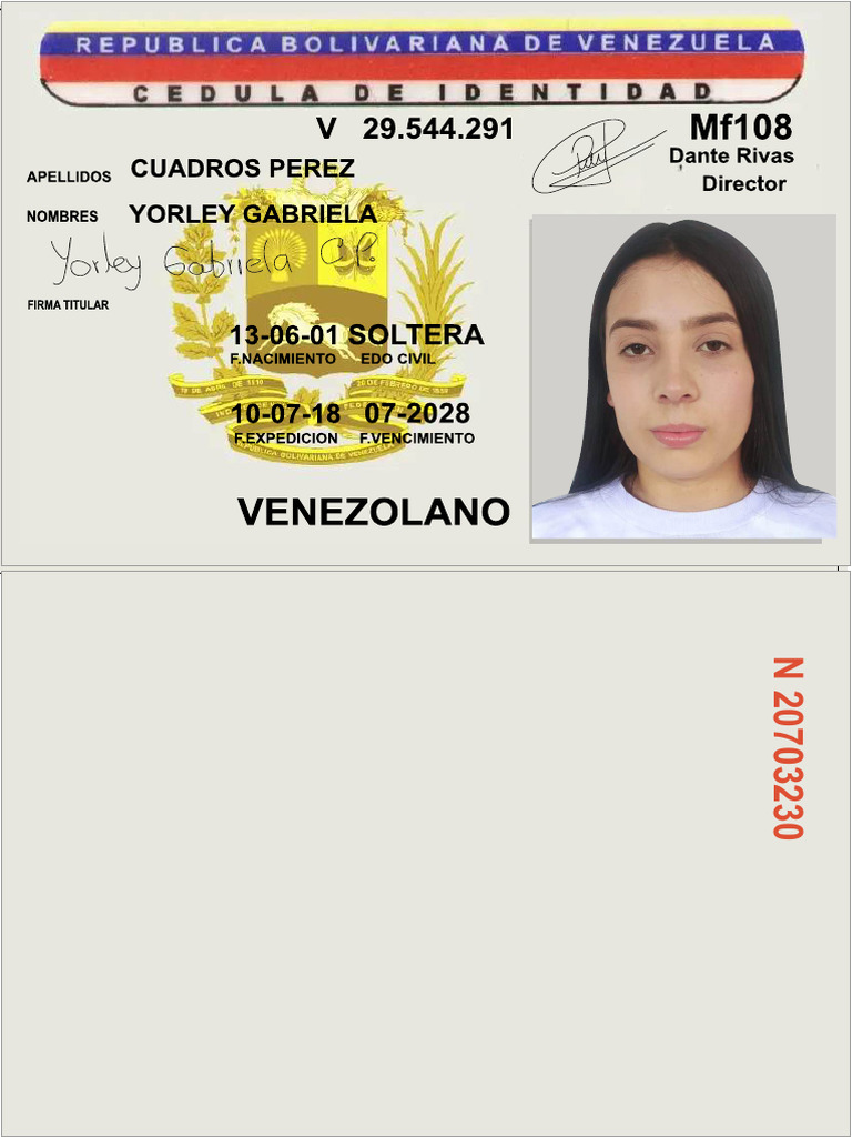 Plantilla Cedula Venezolana Comprimido | PDF