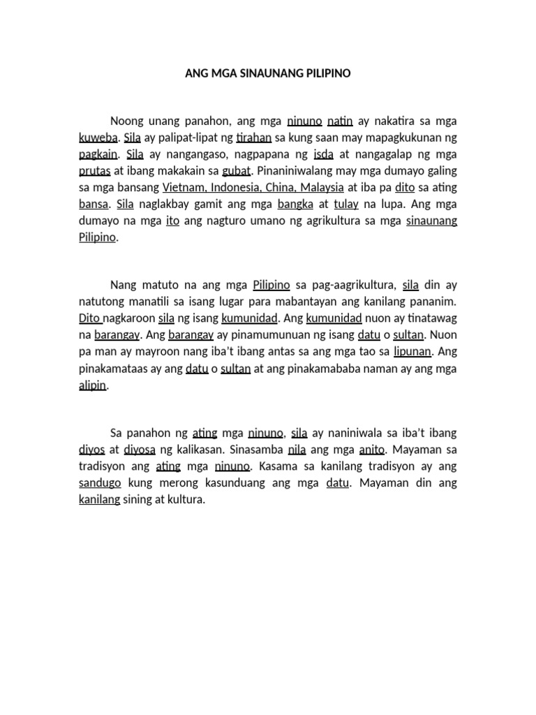 Ang Mga Sinaunang Pilipino | PDF