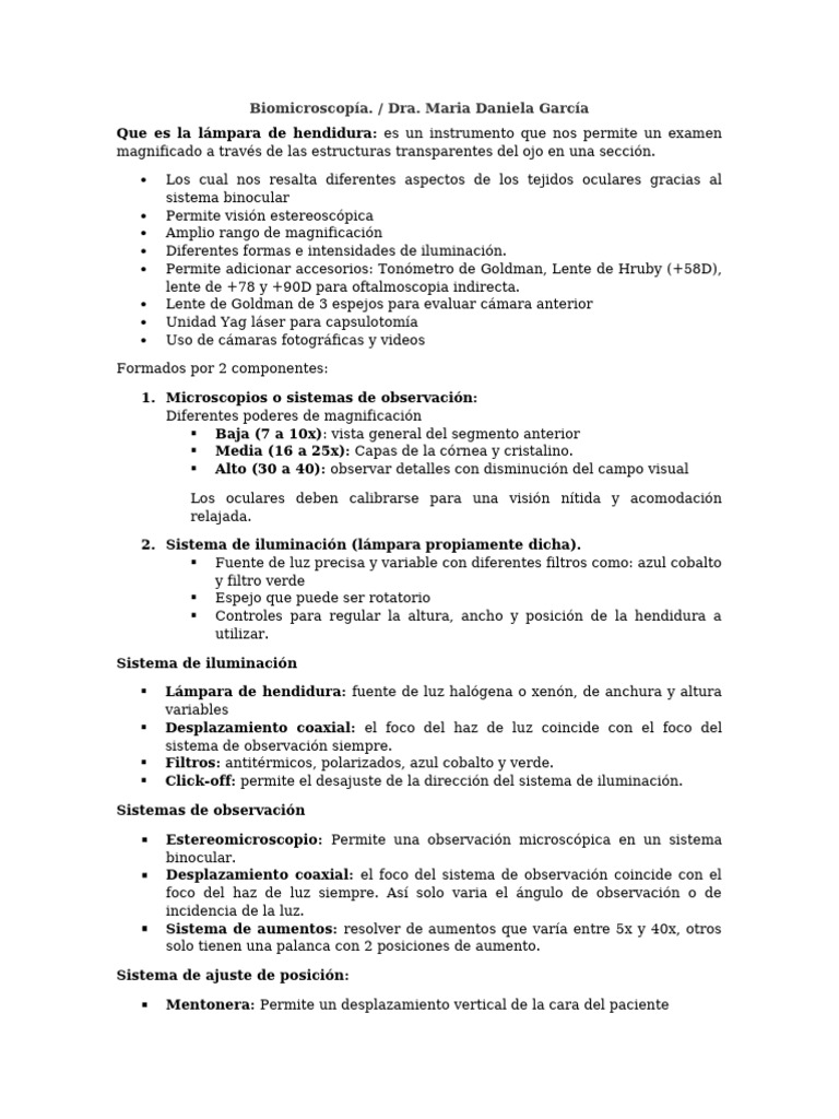 Biomicroscopía: Técnicas y Aplicaciones | PDF | Córnea | Ojo