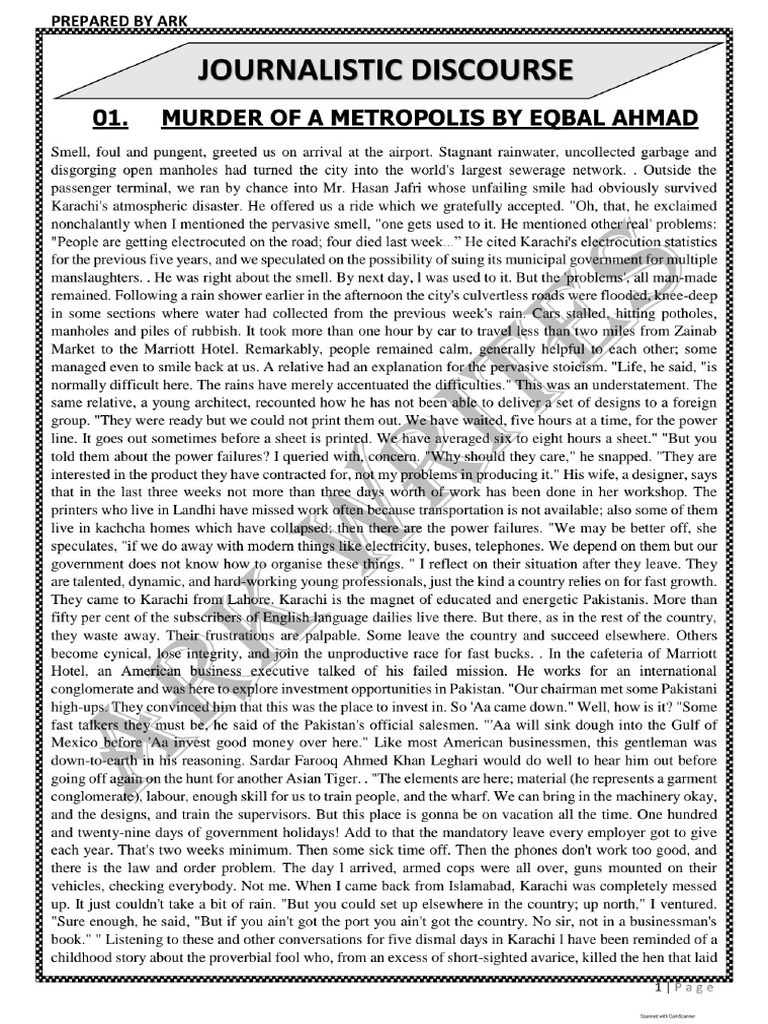 Journalistic Discourse Text | PDF