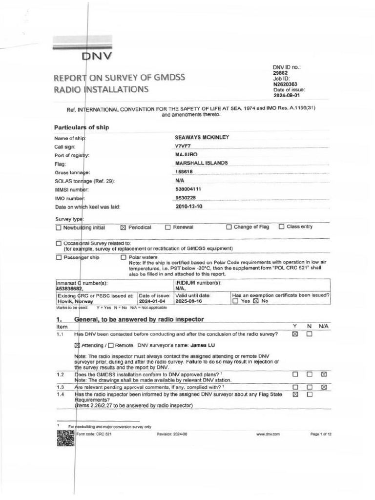 GMDSS Annual Inspection | PDF