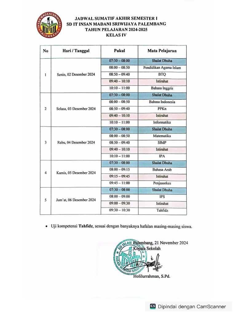Jadwal Kelas 4 | PDF