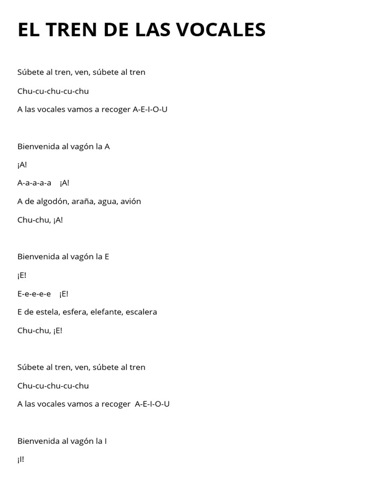 El Tren de Las Vocales | PDF