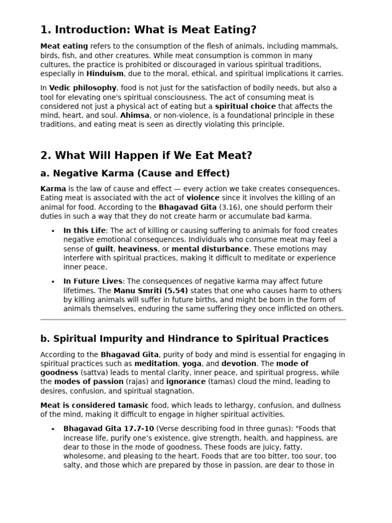 Spiritual Implications of Meat Eating | PDF | Ahimsa | Karma