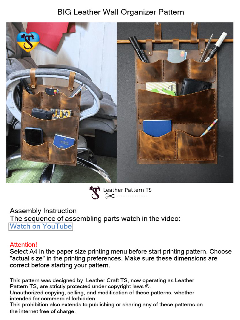 BIG Leather Wall Organizer Pattern 1 | PDF