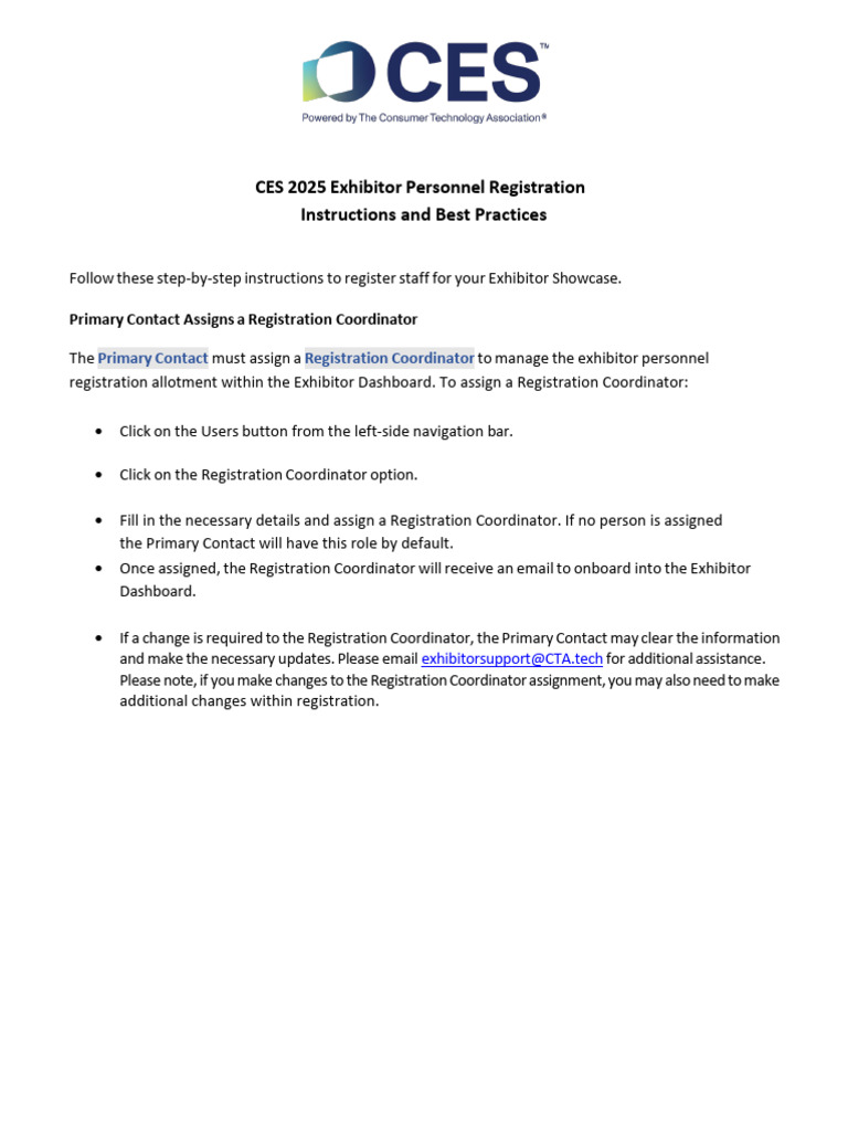 CES 2025 Exhibitor Registration Guide | PDF | Consumer Electronics Show ...