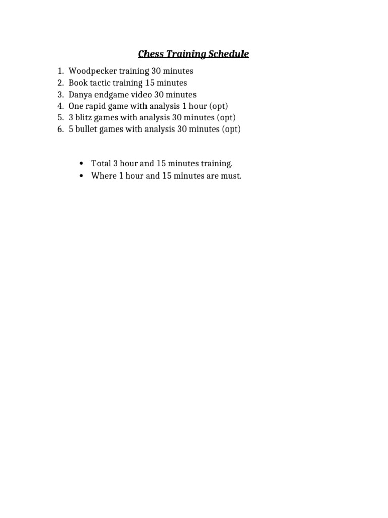 Chess Enthusiast Training Plan | PDF