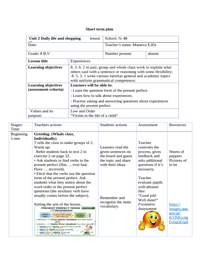 Experiences Lesson 17 | PDF | Question | Subject (Grammar)