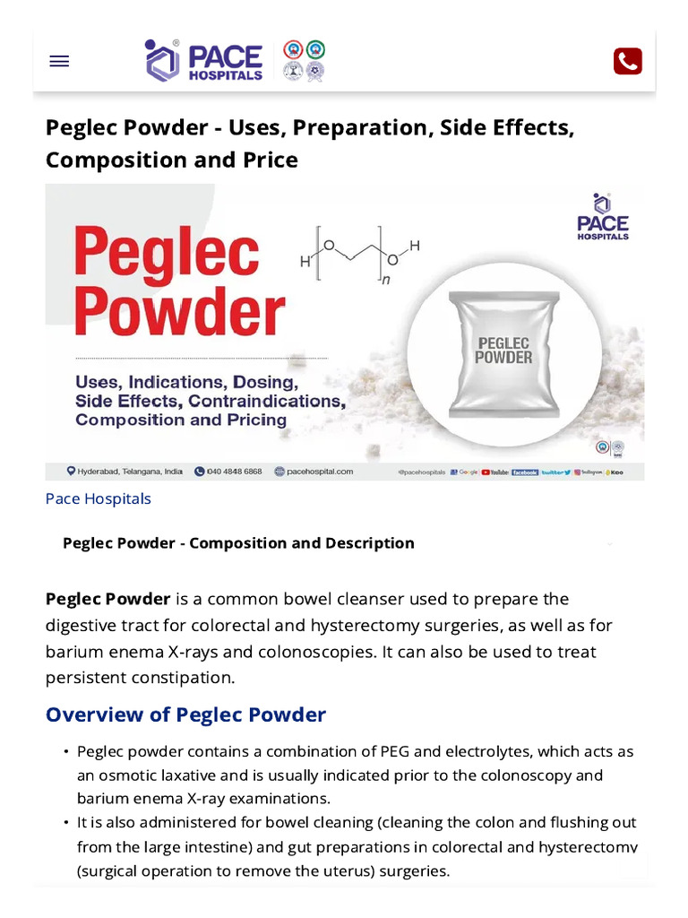 Peglec Powder: Uses and Preparation Guide | PDF | Colonoscopy ...
