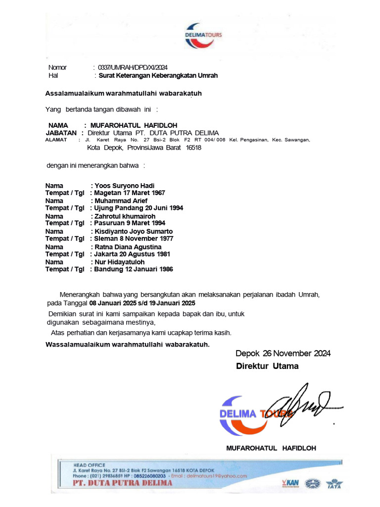 Surat Keterangan Umrah | PDF
