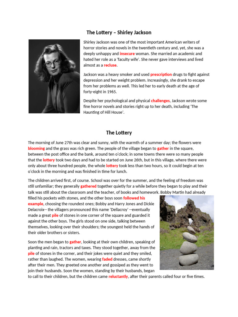 The Lottery: Tradition vs. Change | PDF