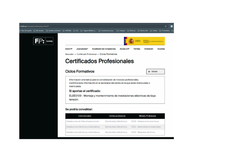 Convalidacion FP Electricidad | PDF