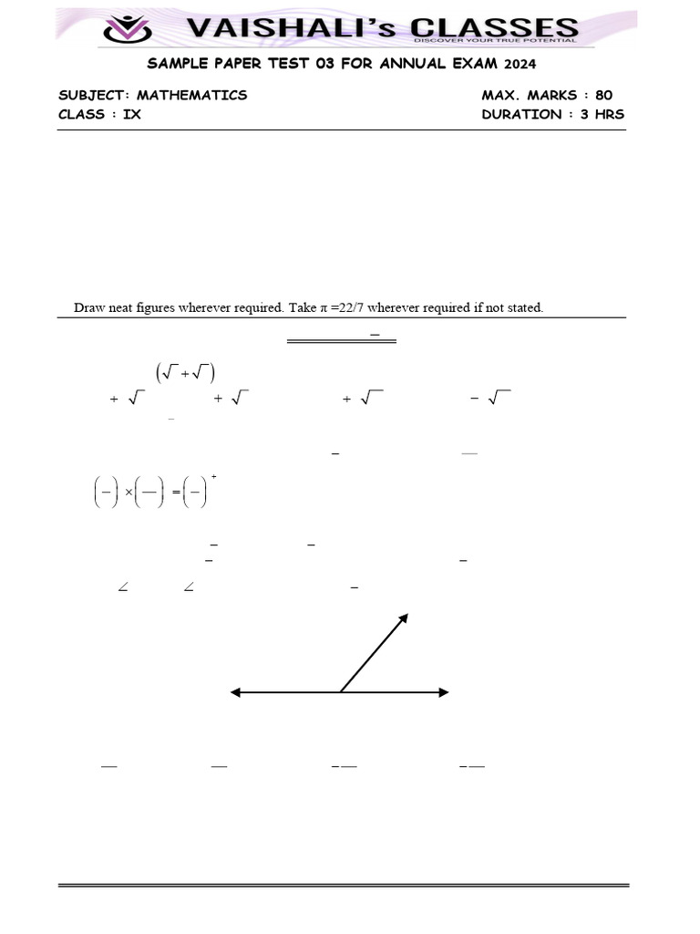 Maths Class Ix Sample Paper Test 03 For Annual Exam 2023 | PDF | Area ...