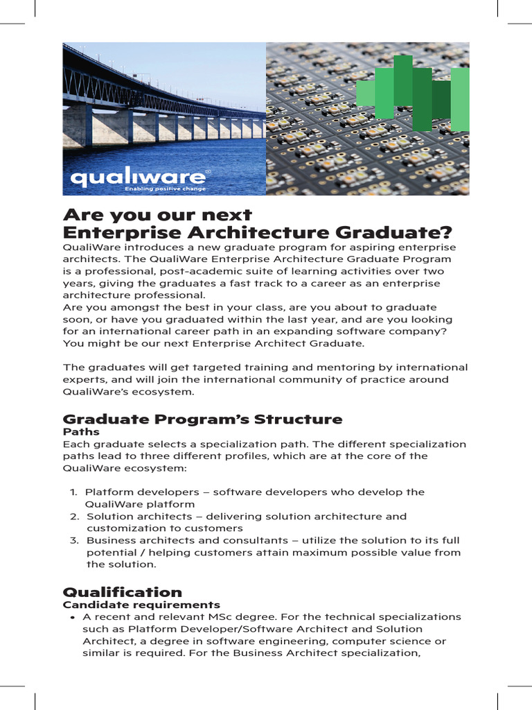 QualiWare Enterprise Architecture Graduate Program Briefing M65 | PDF | Enterprise Architecture ...