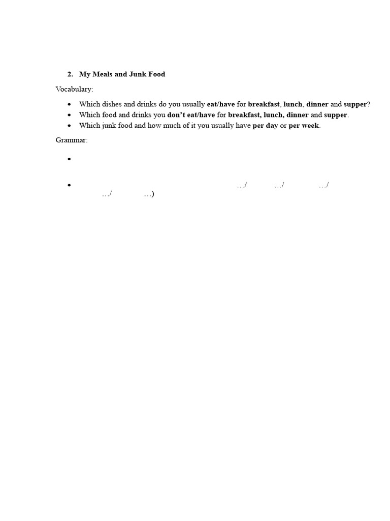 Healthy Eating and Junk Food Habits | PDF