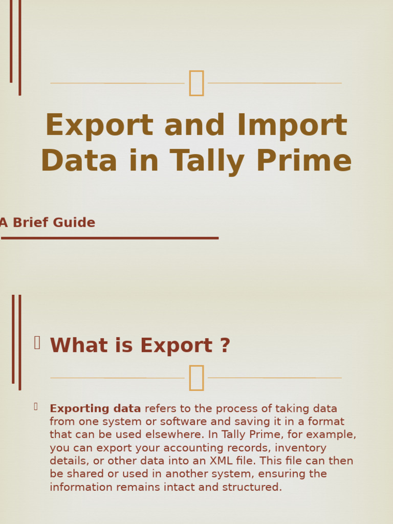 Export and Import Data in Tally Prime | PDF | Software | Computing