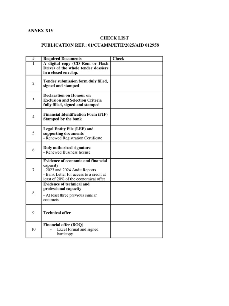 ANNEX XIV Check List 1 | PDF