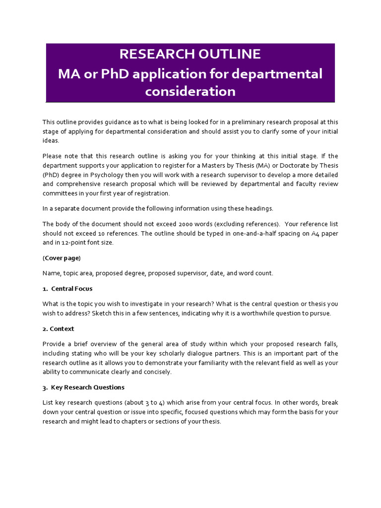 Research Outline MA PHD 2021 Final | PDF | Thesis | Doctor Of Philosophy